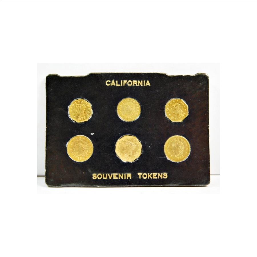 Set of (6) 1800's California Gold Plated Souvenir Tokens | Property Room