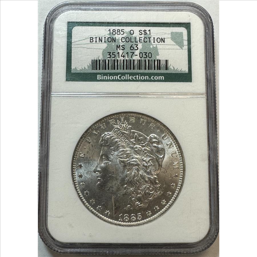 RARE Binion Collection 1885-O Morgan Silver Dollar NGC Graded MS63 ...