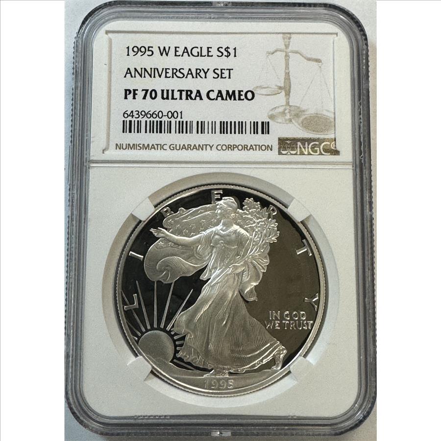 EXTREMELY RARE 1995-W PROOF $1 American Silver Eagle - NGC Graded ...