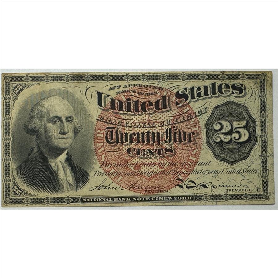 1869 Fourth Issue Geroge Washington 25 Cents United States Fractional ...