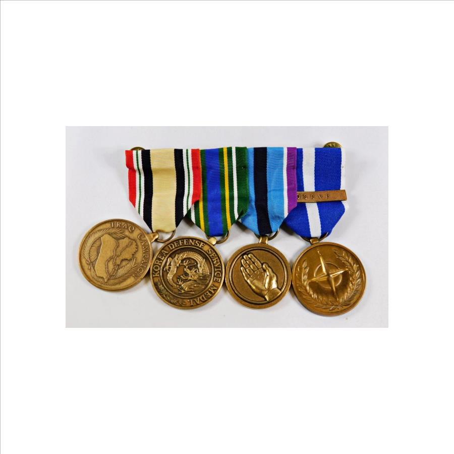 Bar of 4 Military Ribbons/Medals for Iraq, Korea, Humanitarian Service ...