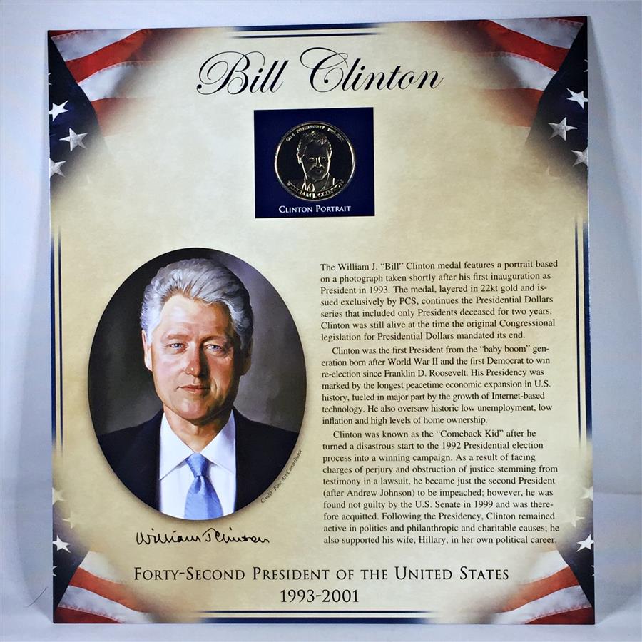 Bill Clinton 24K Gold Layered Commemorative Presidential Medal ...