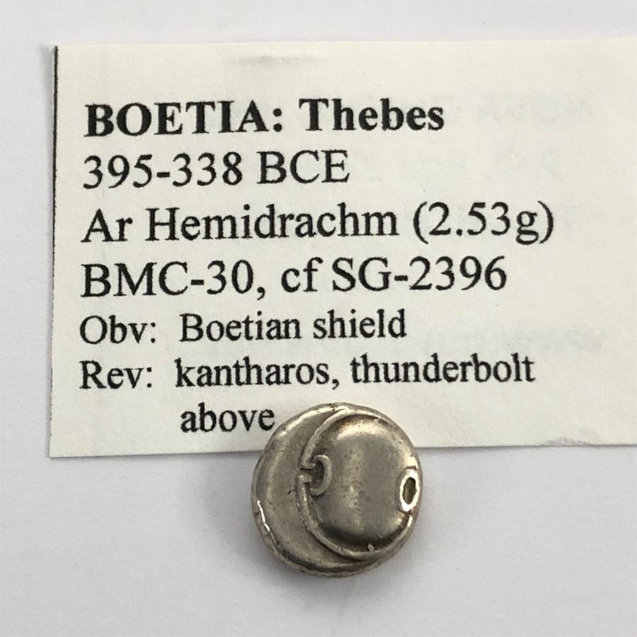 Boeotia Thebes 395-338BC Silver Hemi drachm Boeotian Shield Obverse ...