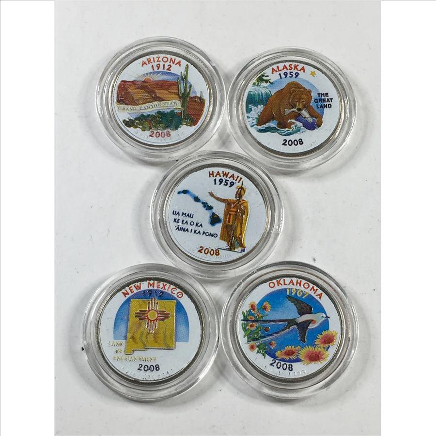 Colorized 2008 Commemorative State Quarters*Oklahoma, New Mexico ...