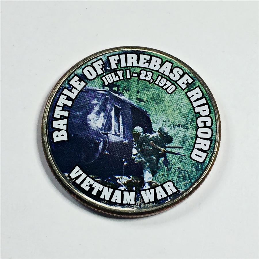 Colorized Kennedy Half Dollar Commemorating Battle of Firebase Ripcord ...