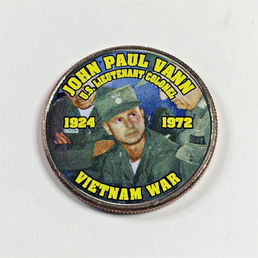 Colorized Kennedy Half Dollar Commemorating Lt Col John Paul Vann ...