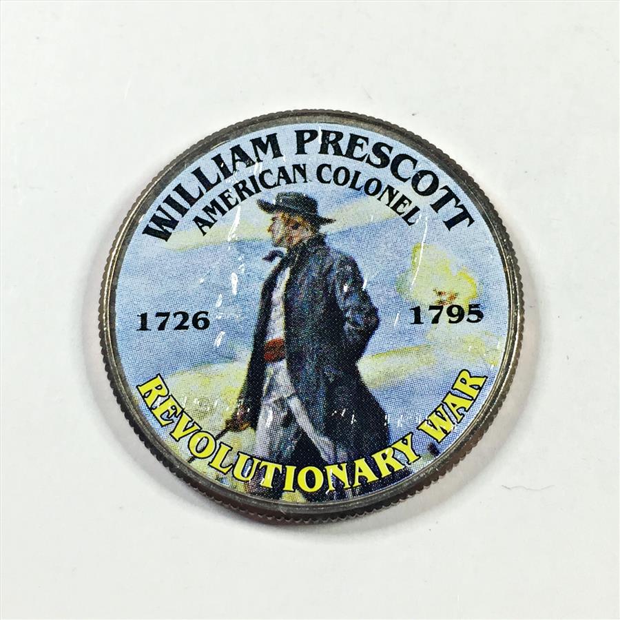 Colorized Kennedy Half Dollar*Commemorating Colonel William Prescott ...
