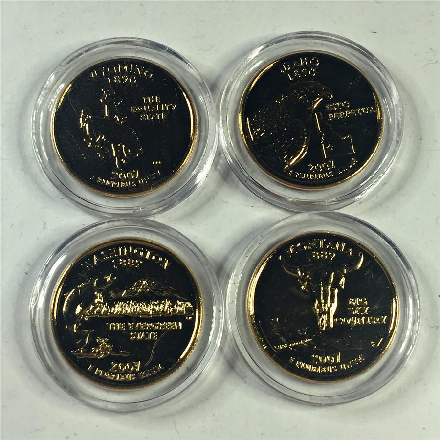 Four 24K Gold Layered Commemorative Quarters*Montana, Washington, Idaho ...
