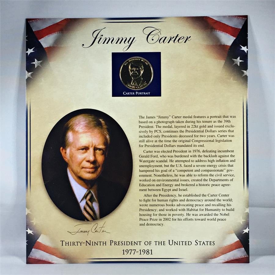 Jimmy Carter Presidential Medal*22K Gold Layered*1.5" Diameter*Encased ...