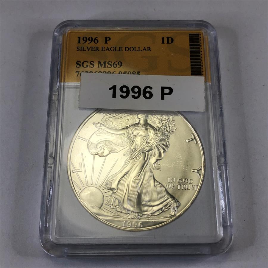 Key Date 1996 American Silver Eagle 1oz 999 Silver Bullion Coin in SGS ...