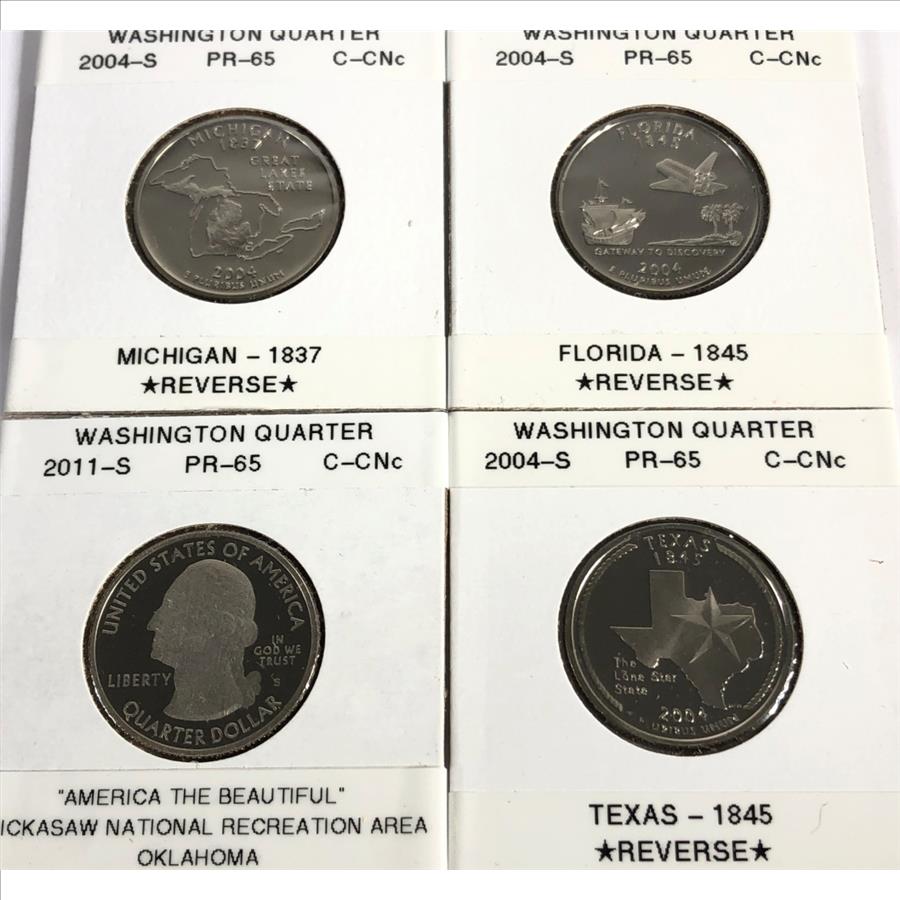 Lot of 4 High Grade Proof Cameo Quarters Michigan -Florida -Texas ...
