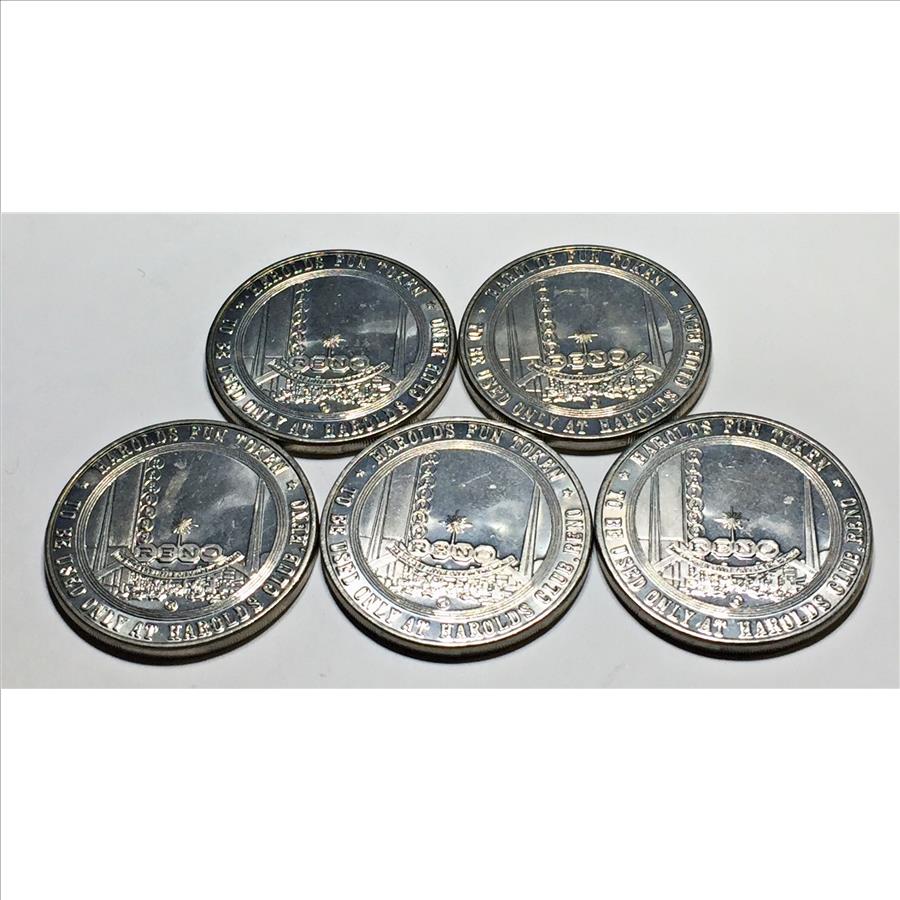Lot of Five Fun Tokens From Harold's Club*Reno, NV | Property Room