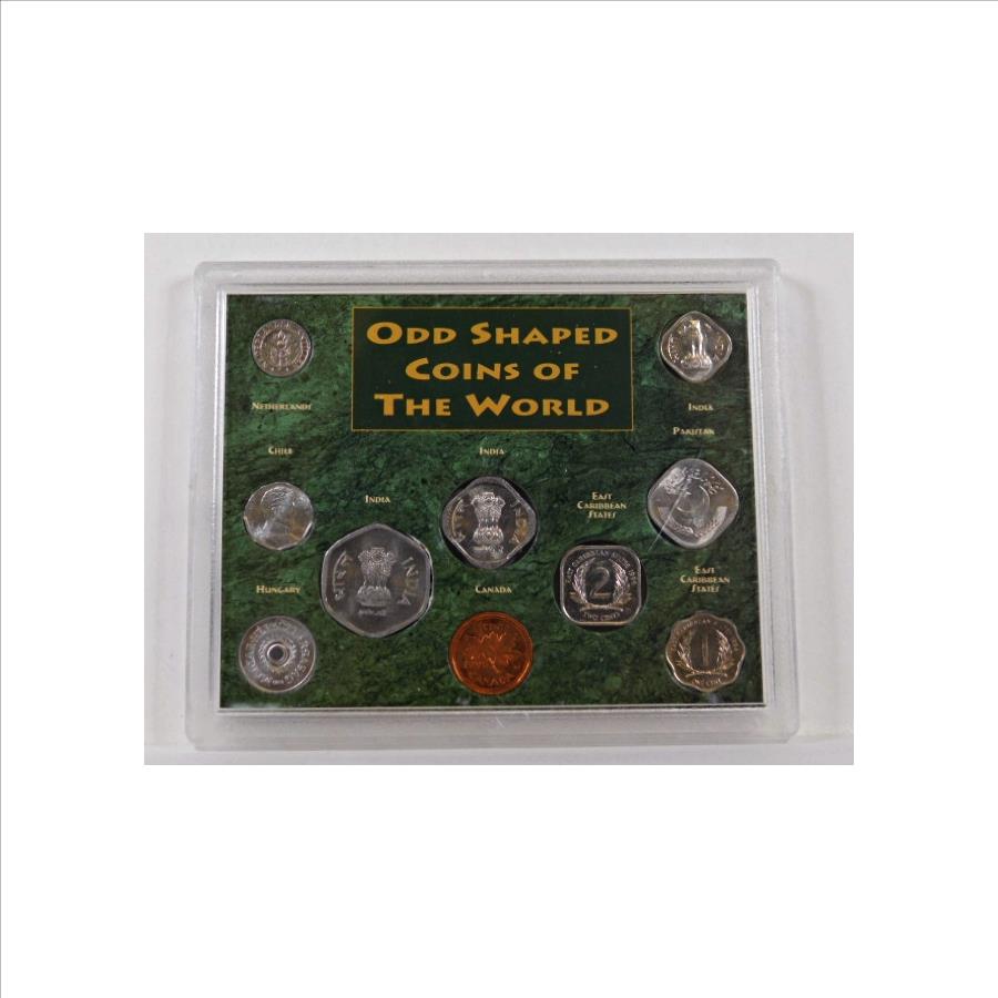 Lot of Ten Odd Shaped Coins of the World*In Custom Holder*Netherlands ...