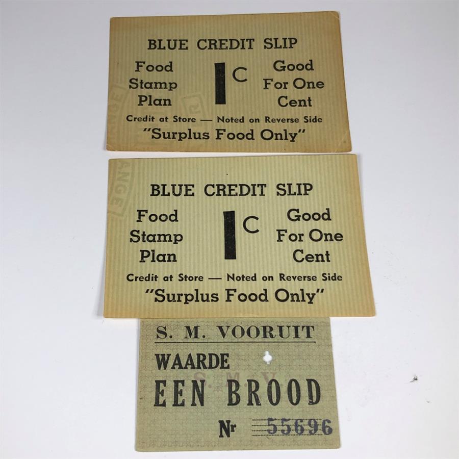 Lot of Three Food Stamp Ration Notes*Two 1c Surplus Food Only & One Een ...