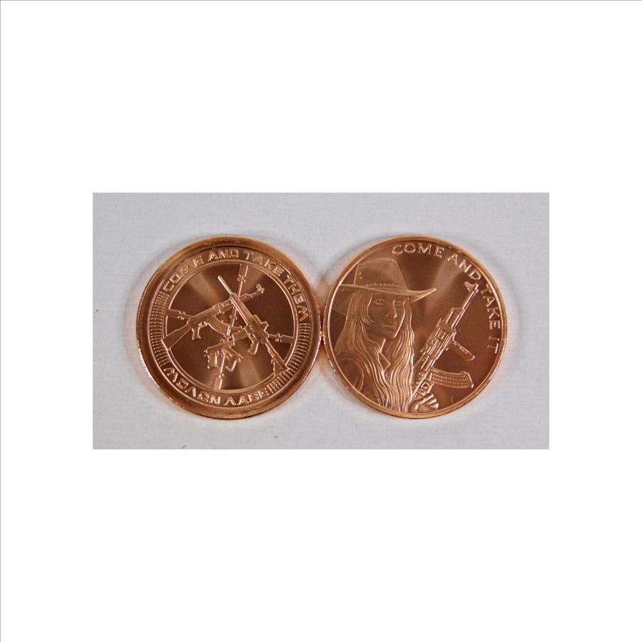 Lot of Two 2021 One Ounce Copper Rounds*Come and Take Them*Come and ...