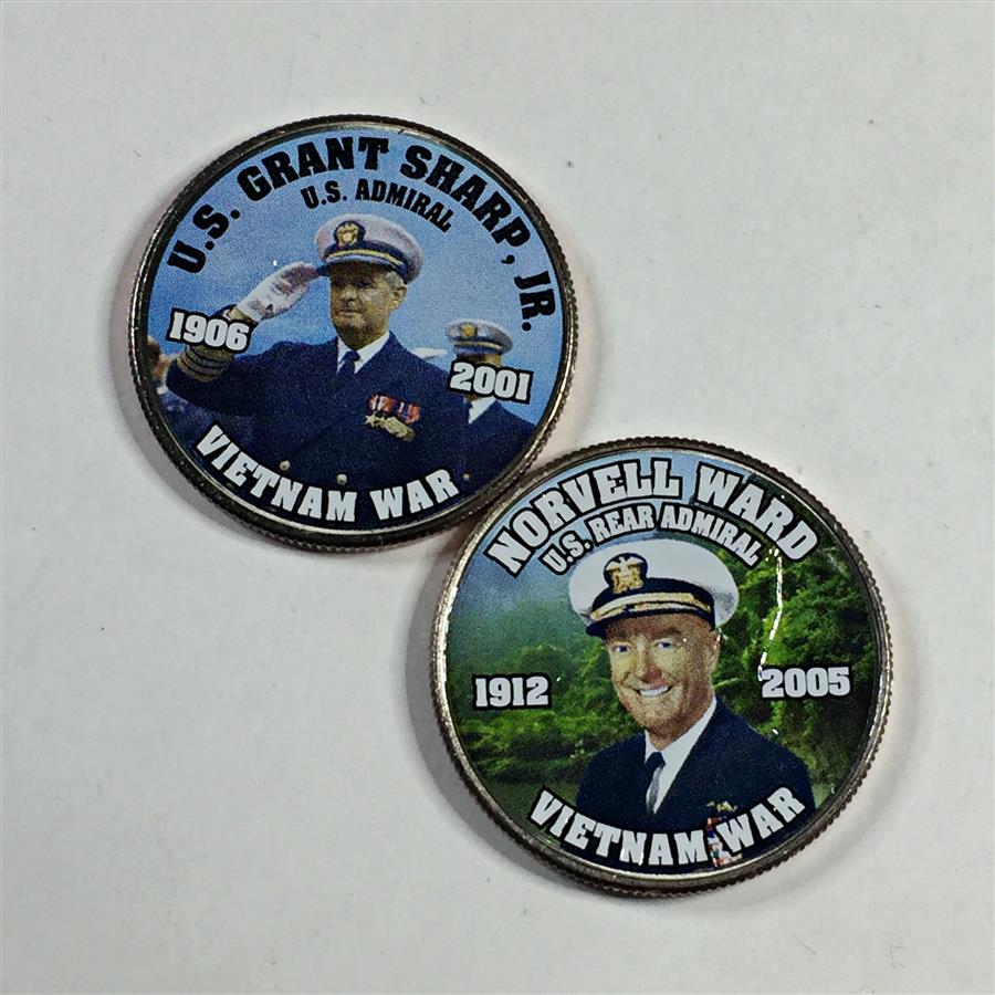 Lot of Two Colorized Kennedy Half Dollars Commemorating the Vietnam War ...