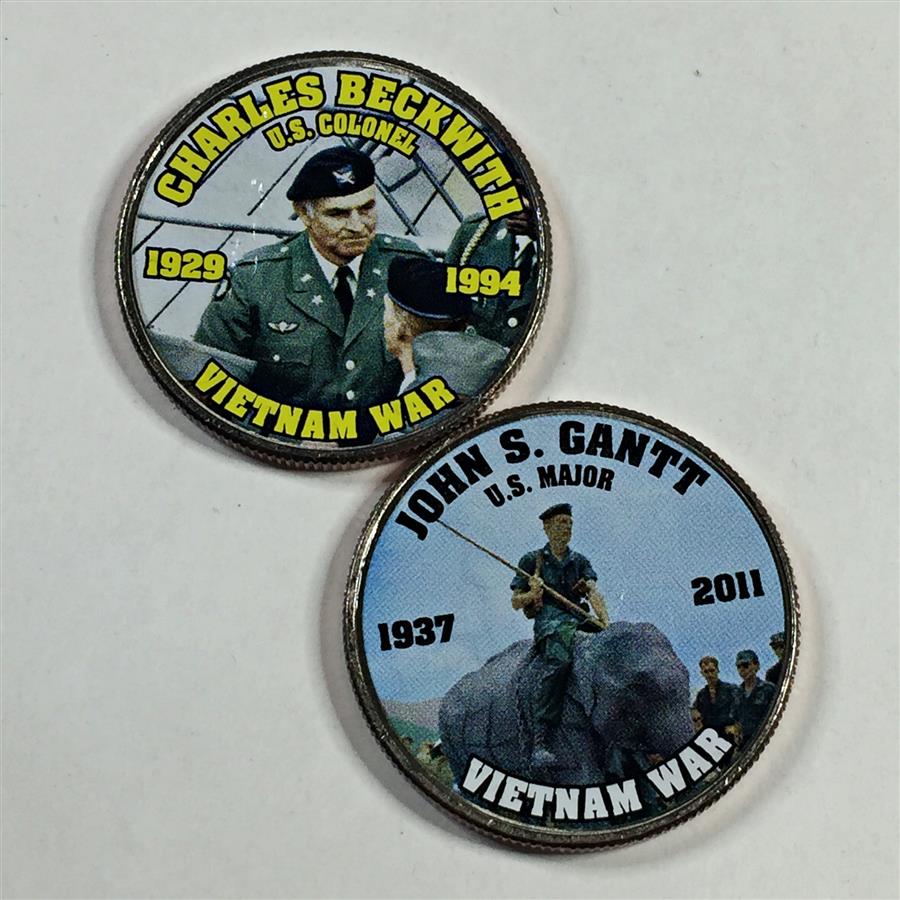 Lot of Two Colorized Kennedy Half Dollars Commemorating the Vietnam War ...