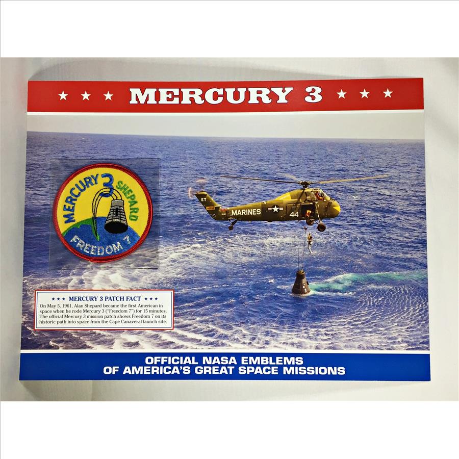 MERCURY 3 (FREEDOM 7) NASA Space Mission Emblem Patch*Encased in 9" x ...