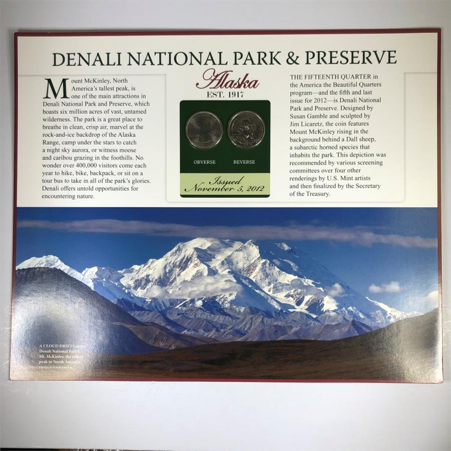 National Park Quarter Display Board featuring Denali Uncirculated ...