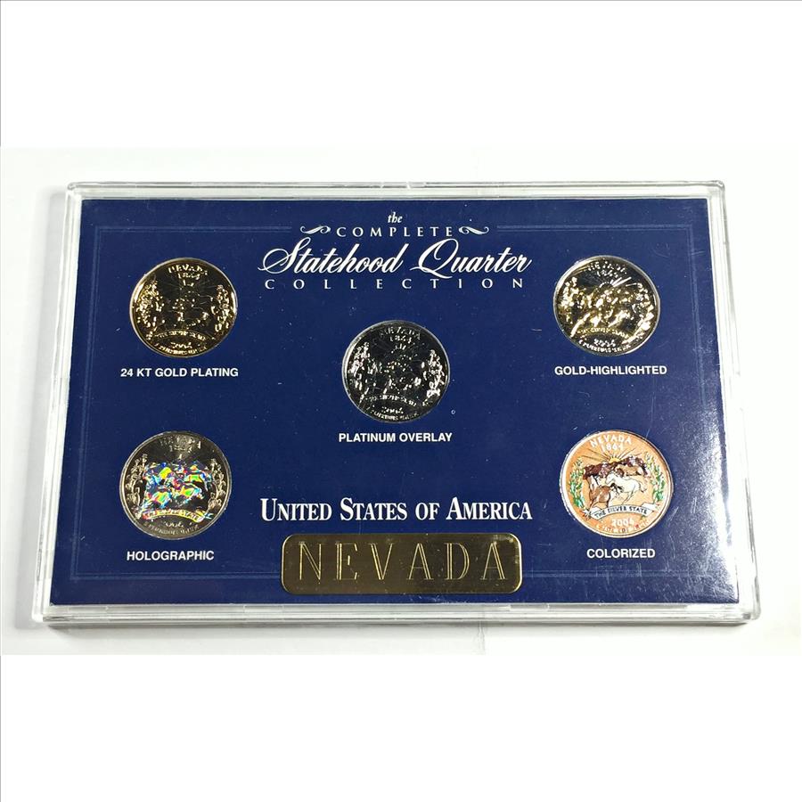 Nevada Statehood Commemorative Quarter Set*24K Gold Layered, Colorized ...