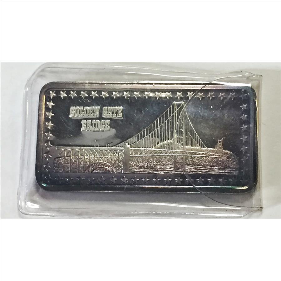 One Troy Ounce .999 Fine Proof Silver Bar*Commemorating the Golden Gate ...