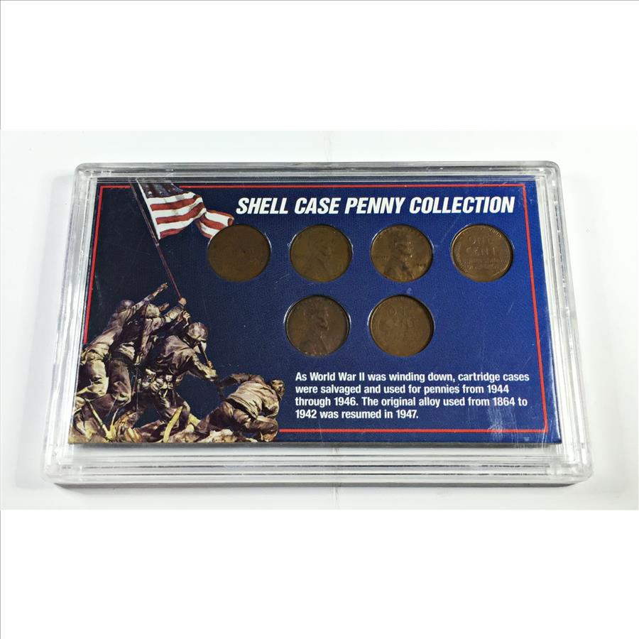 Shell Case Penny Collection*Six Post-WWII Lincoln Head Wheat Cents Made ...