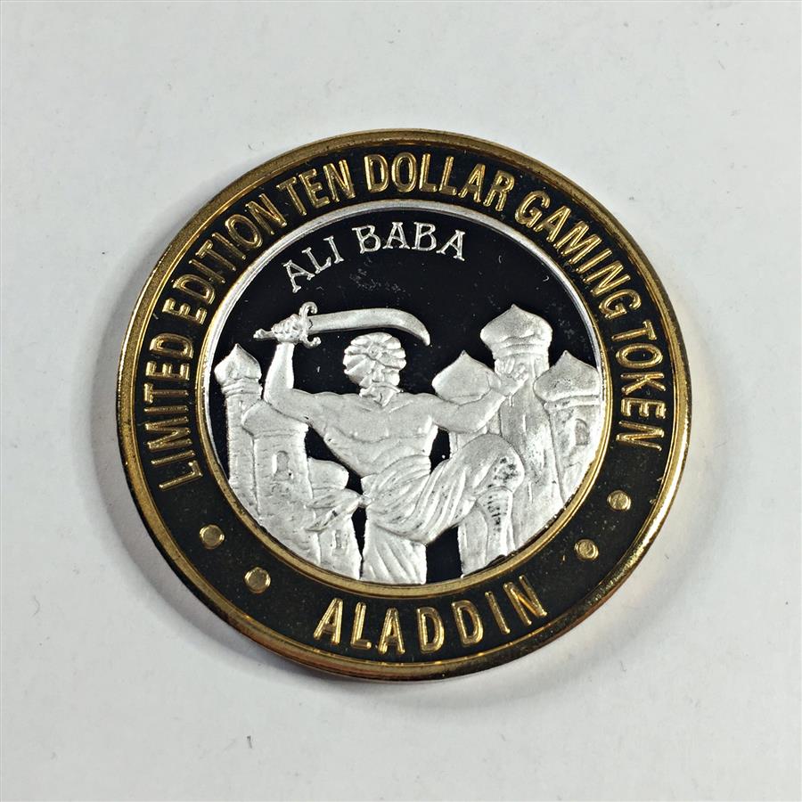 SILVER STRIKE*.999 Fine Silver Limited Edition $10 Gaming Token*Aladdin ...