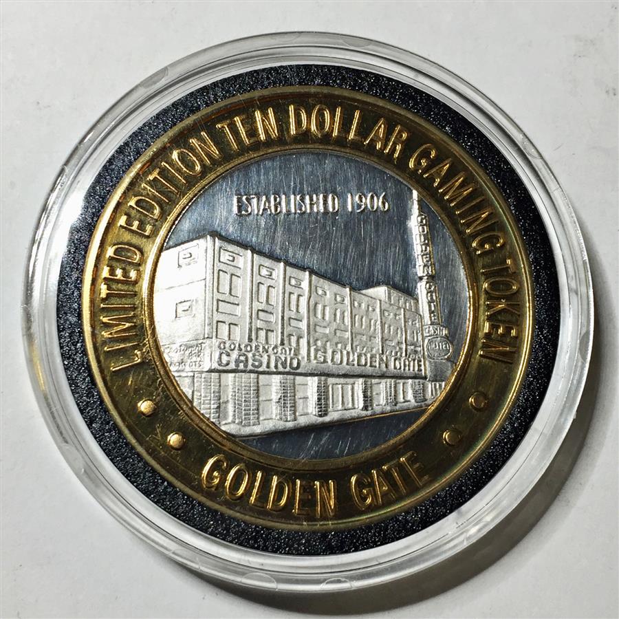 SILVER STRIKE*Golden Gate Casino*Las Vegas, NV* $10 Silver Gaming Token ...