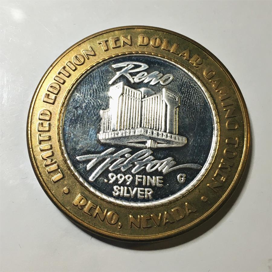 SILVER STRIKE*Reno Hilton; Reno, NV*$10 Proof Silver Gaming Token ...