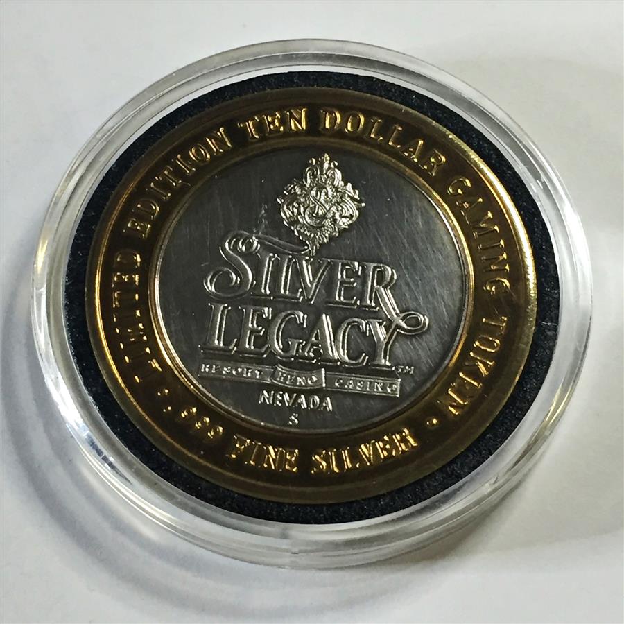 SILVER STRIKE*Silver Legacy; Reno, NV $10 Proof Silver Gaming Token ...