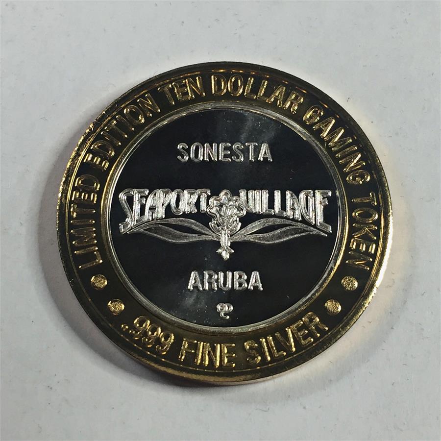 SILVER STRIKE*Sonesta Seaport Village $10 Silver Gaming Token*Aruba ...