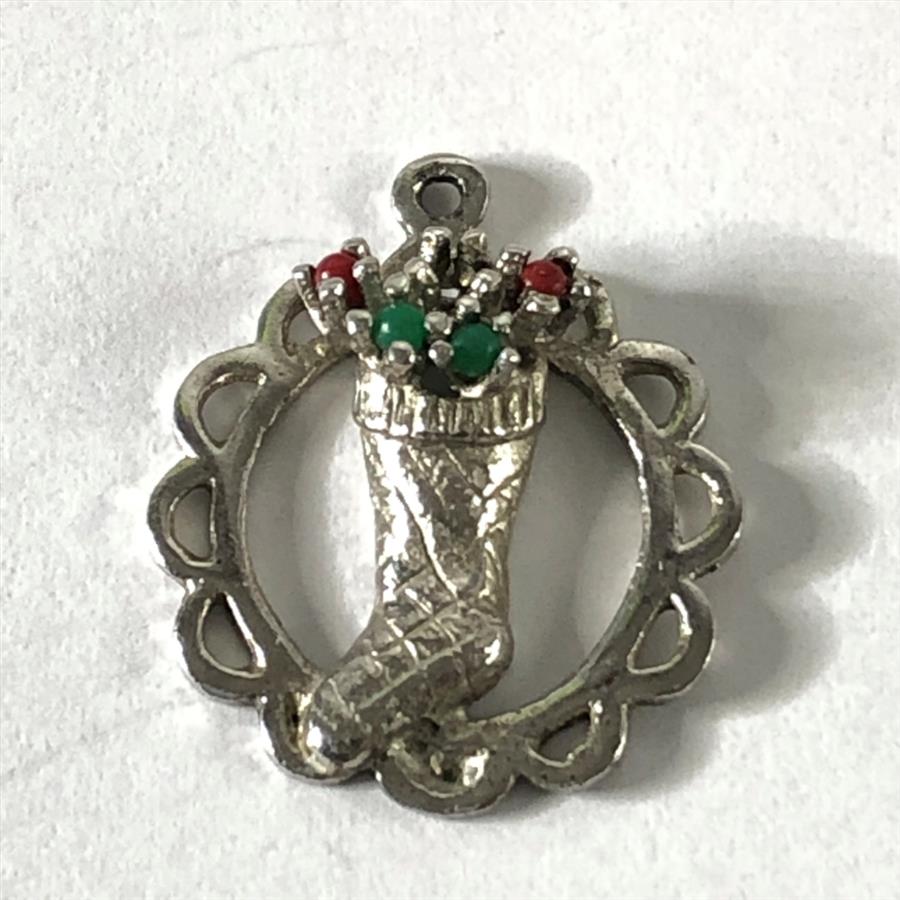 Sterling Silver Christmas Stocking/Colored Crystals Pendant/Charm*1.6 ...