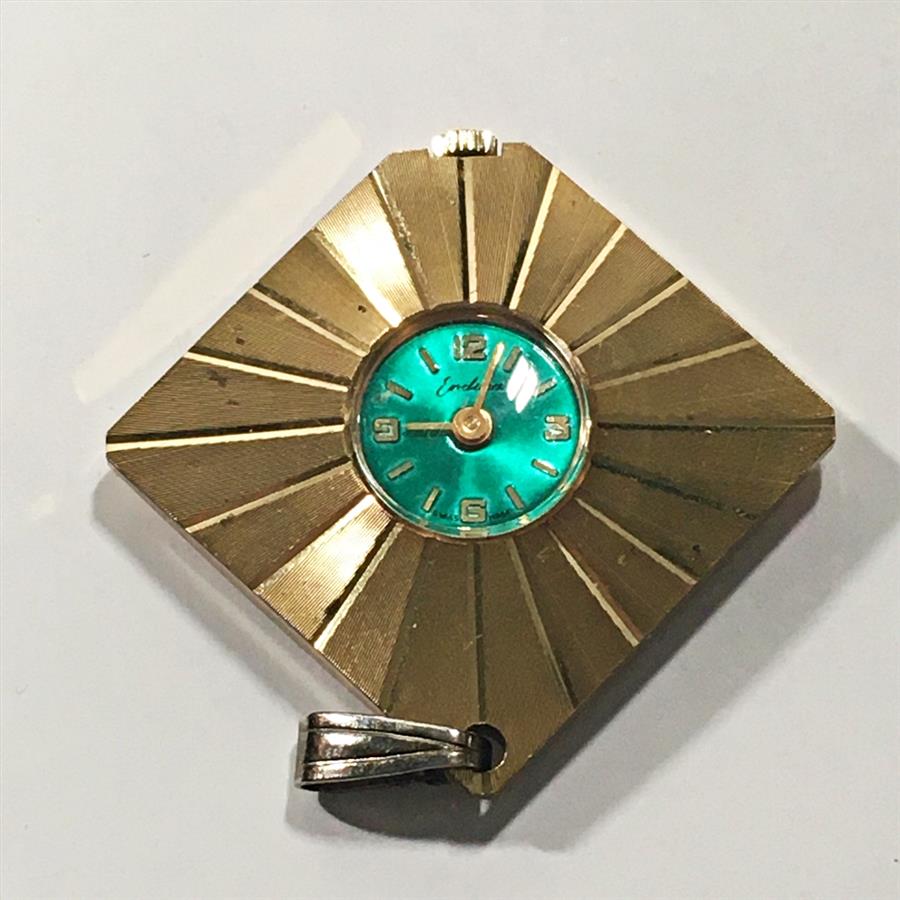 Swiss Made Endura Watch Pendant*Is Working*Nice Design 1.25" Square ...