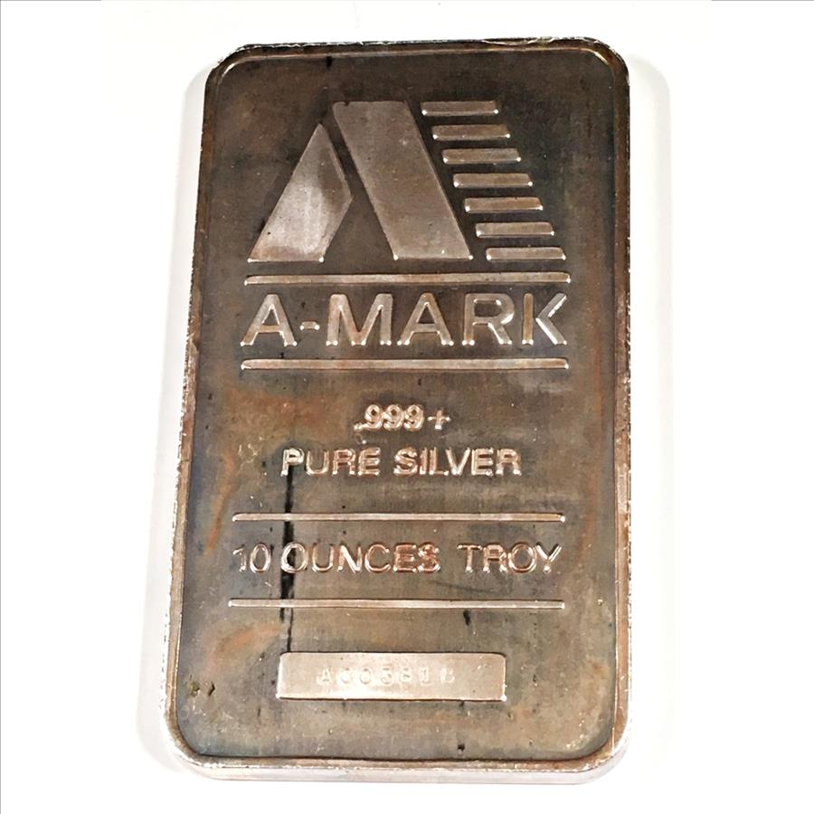 Ten Troy Ounces .999 Fine Silver Bar*A-Mark*Numbered*In Original Sealed ...