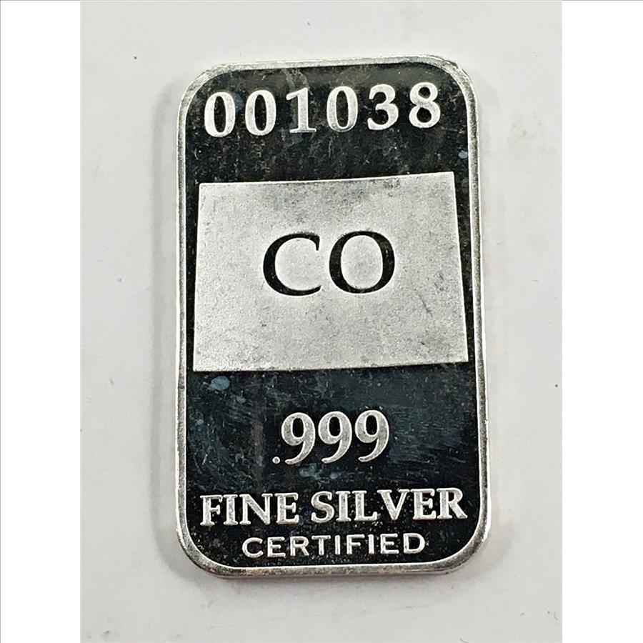 US State of Colorado Silver Bar*Full Troy Oz.*.999 Fine Certified ...