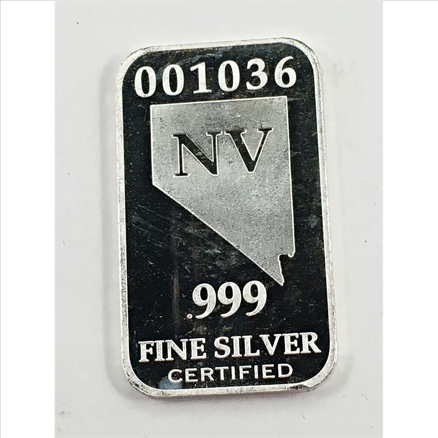 US State of Nevada Silver Bar*Full Troy Oz.*.999 Fine Certified Silver ...