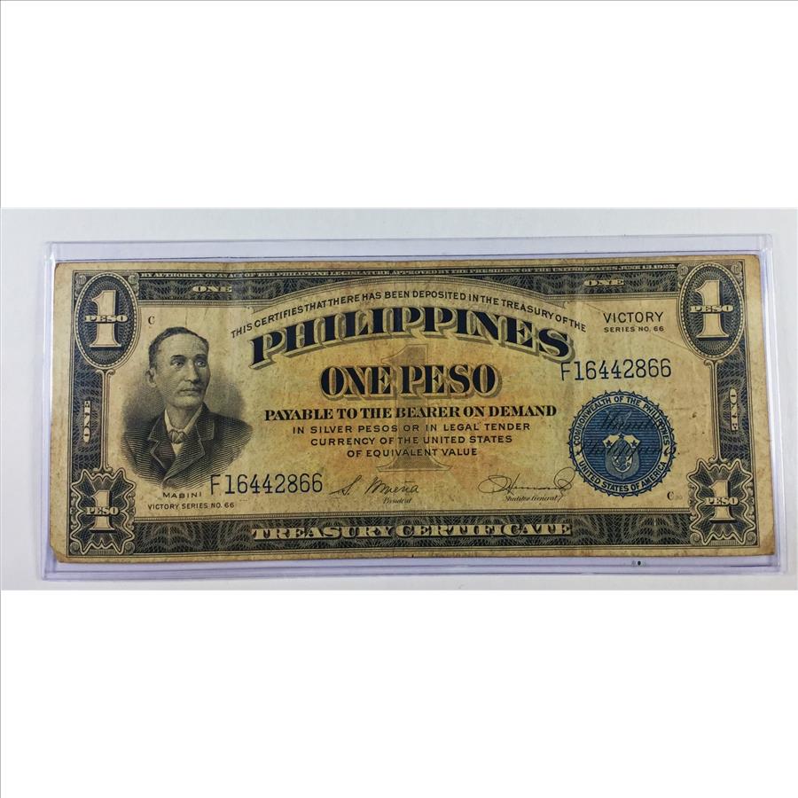 Victory Series No. 66 Philippines One Peso Treasury Certificate*Manila ...