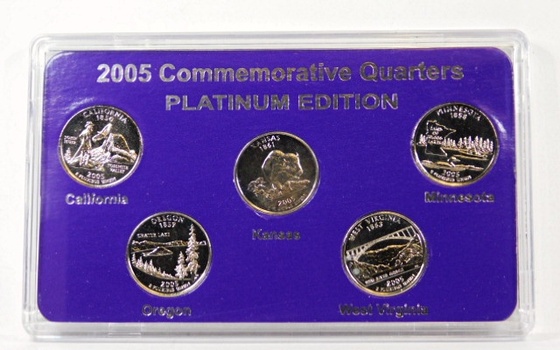 2005 Platinum Edition of the 50 States Commemorative Quarters*Five ...