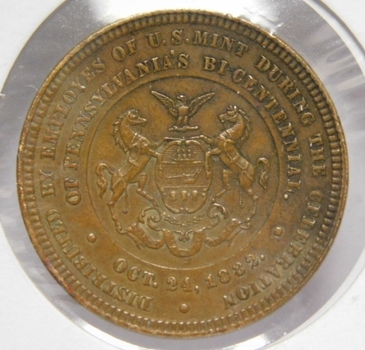 1882 U.S. Mint William Penn Pennsylvania Bicentennial Commemorative ...