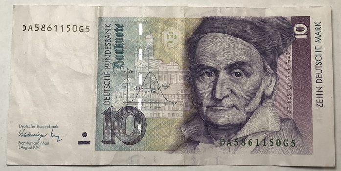 1991 West Germany 10 Mark Carl Friedrich Gauss Banknote | Property Room