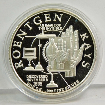 1 oz .999 Fine Silver Proof Commemorative of the 1895 Discovery of X ...