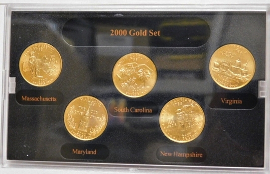 2000 Gold Edition State Quarter Collection 24K Layered Gold Brilliant ...