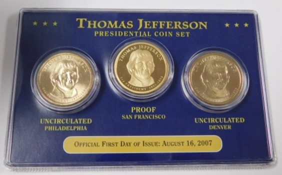 First Day of Issue! - 2007 Thomas Jefferson Presidential Coin Set ...