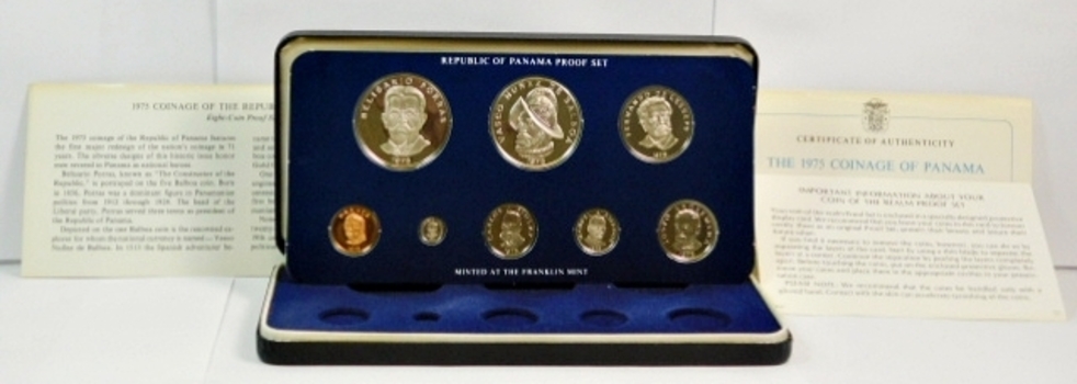 1975 Republic of Panama Silver Proof Set - Minted at the Franklin Min ...