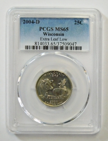 MINT ERROR 2004-D Wisconsin Extra Leaf Low Statehood Quarter PCGS ...