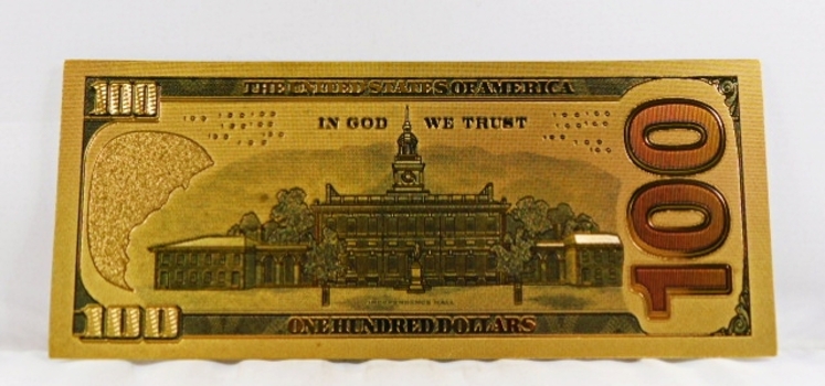 Series 2009 $100 United States Federal Reserve Note Gold Foil Replica ...