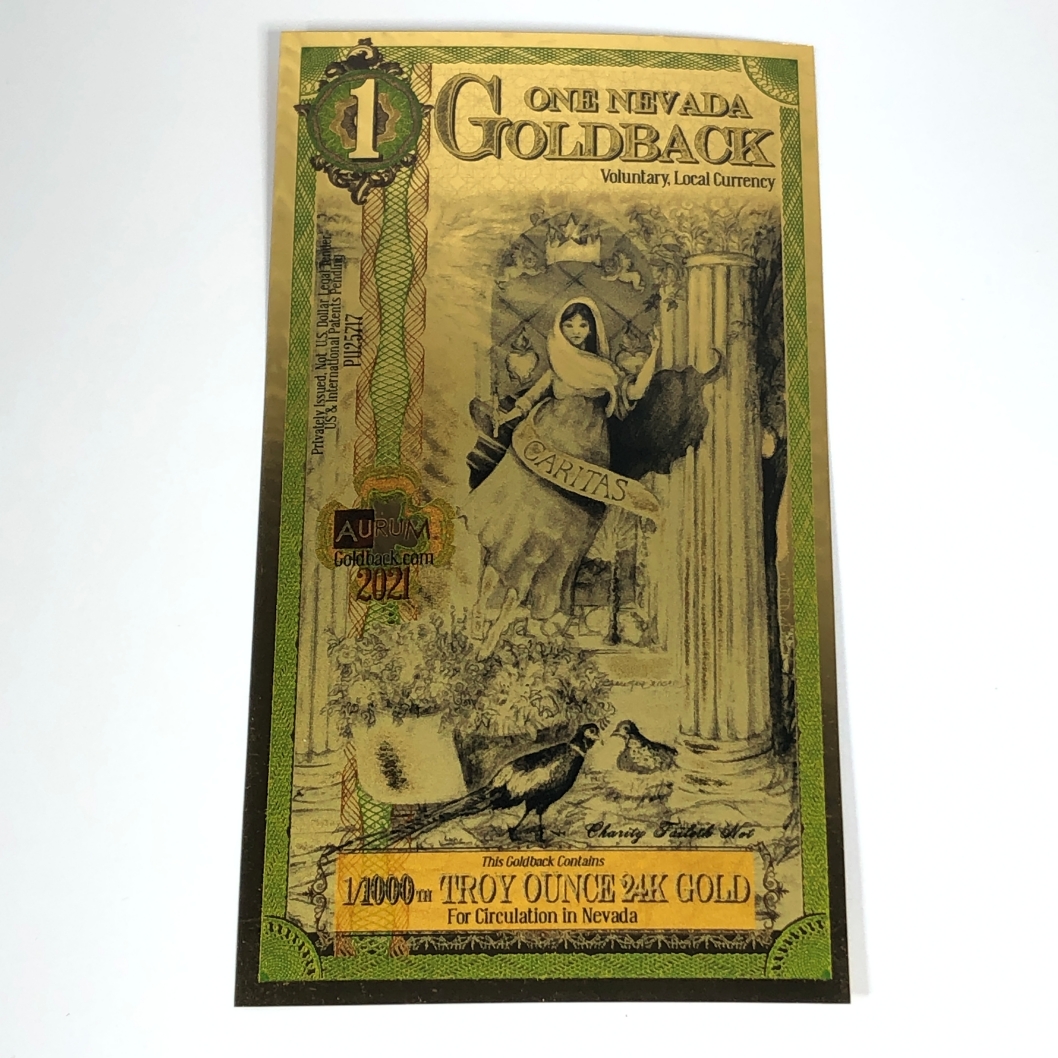 1 Nevada Goldback*1/1000 Troy Ounce of 24K Gold*For Circulation in ...