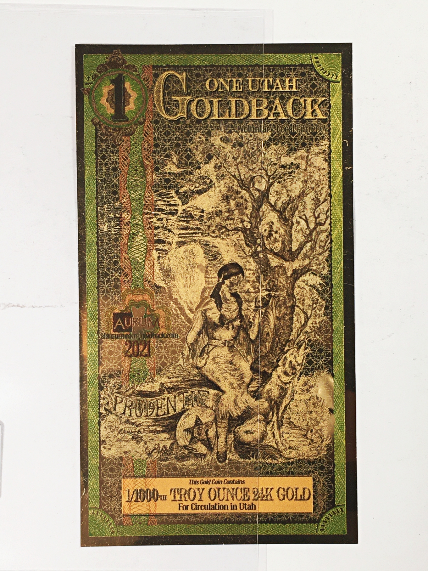 1 Utah Goldback*1/1000 Troy Ounce of 24K Gold*For Circulation in Utah ...