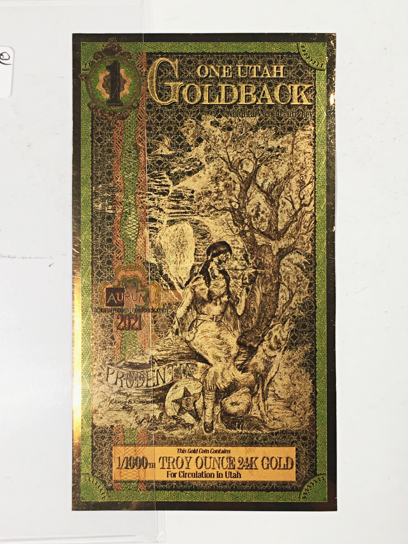 1 Utah Goldback*1/1000 Troy Ounce of 24K Gold*For Circulation in Utah ...