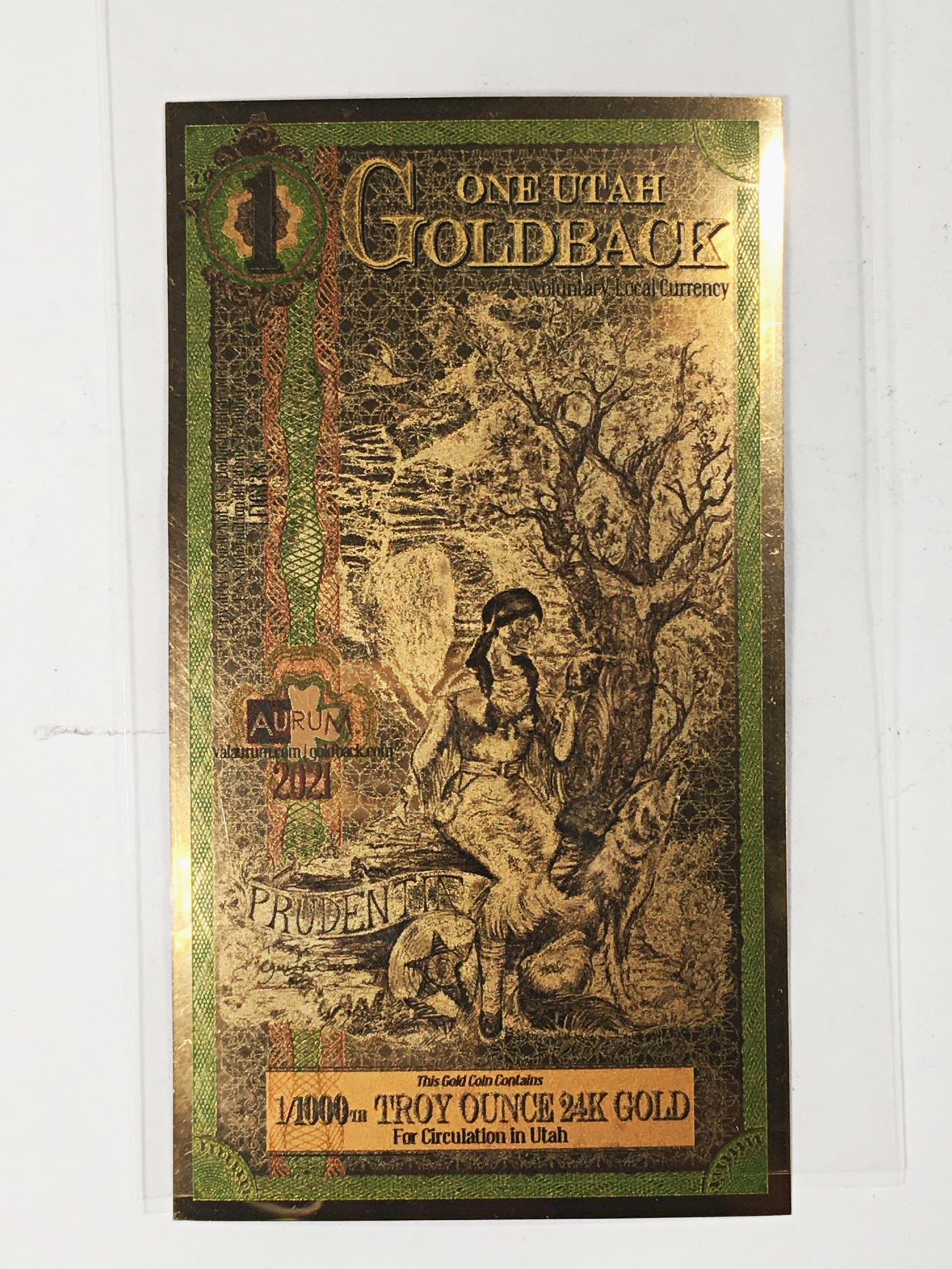1 Utah Goldback*1/1000 Troy Ounce of 24K Gold*For Circulation in Utah ...